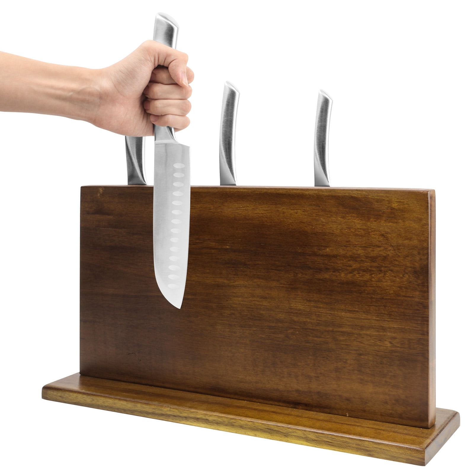 BREENHILL 16" Magnetic Wooden Knife Block Holder, Double-Sided Storage ...