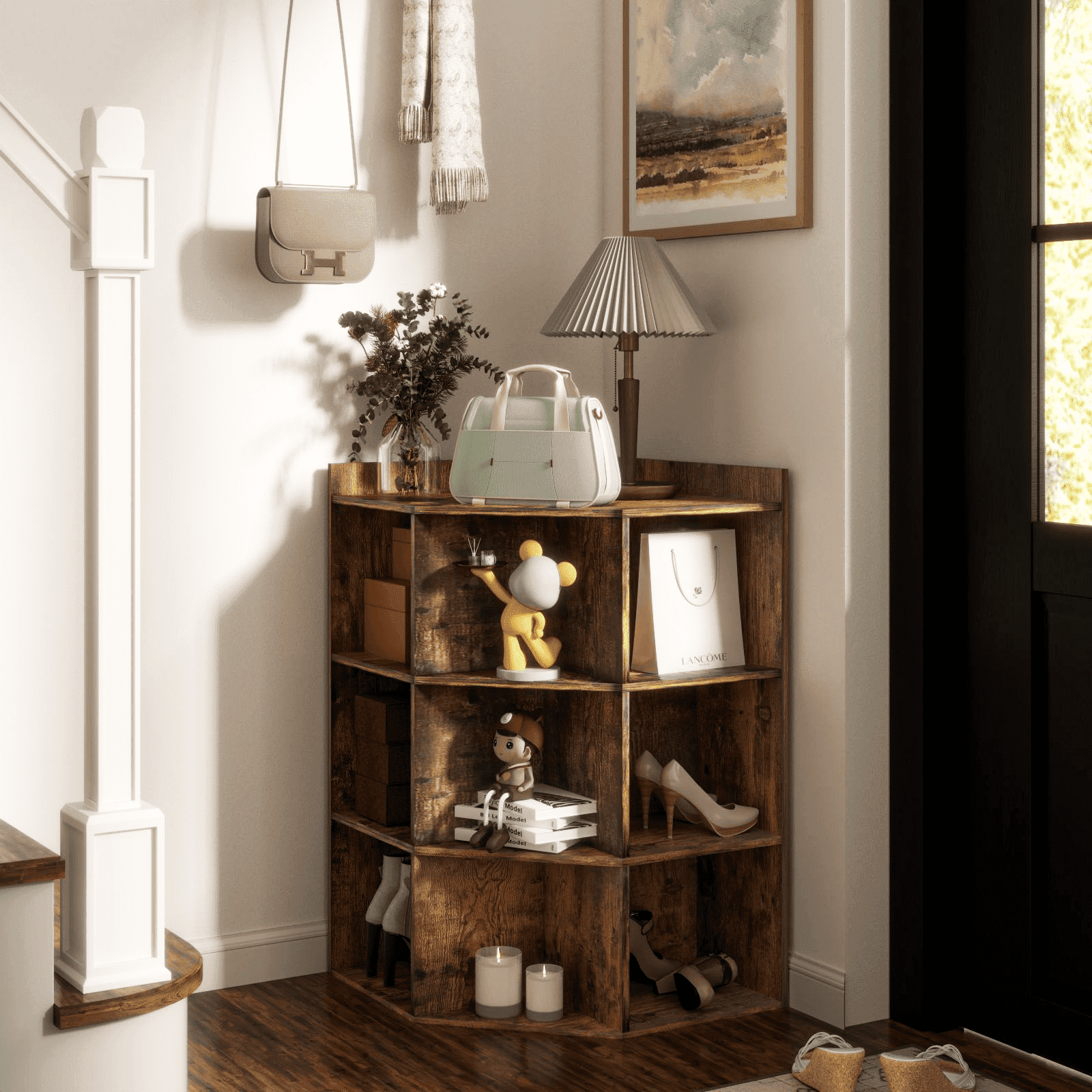 BREEZEHEAT Corner Cabinet, Corner Cube Storage, Corner Bookshelf with ...