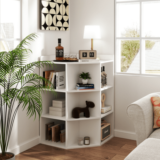 BREEZEHEAT Corner Cabinet, Corner Cube Storage, Corner Bookshelf with ...