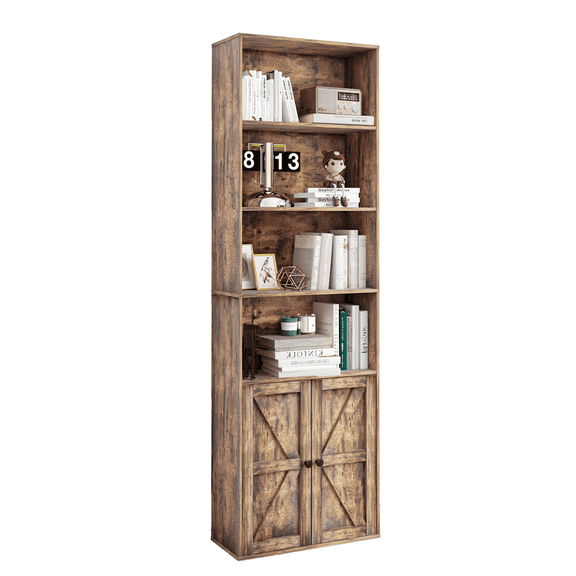 71 in Tall Bookcase,Wooden Bookshelf with 5 Tiers, Modern Book Shelf in ...