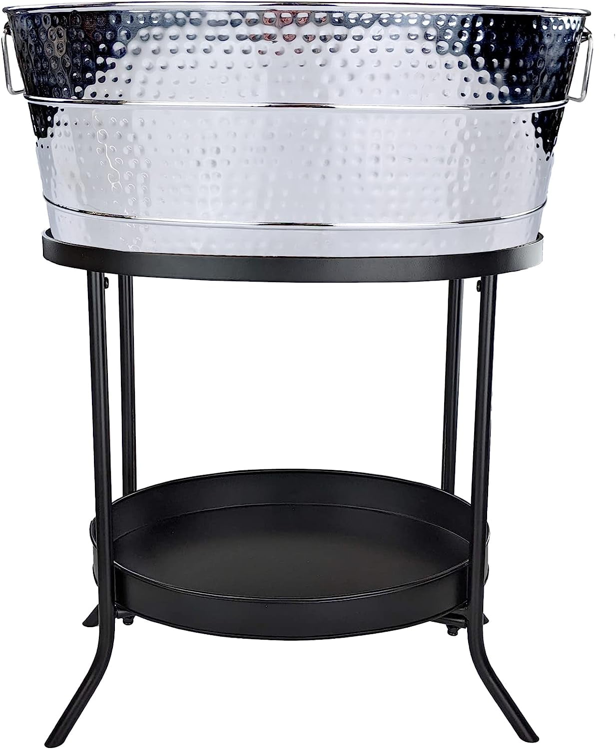 BREKX Aspen Hammered Stainless-Steel Beverage Tub, Ice and Drink Bucket ...