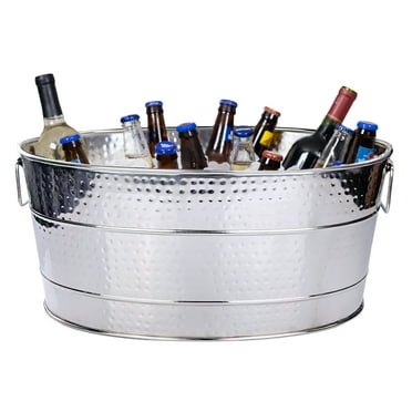 BREKX Anchored Ribbed Stainless-Steel Beverage Tub, Wine and Beer ...
