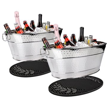 BREKX Large Stainless Steel Drink Buckets, Set of 2 Colt Beverage Tubs ...