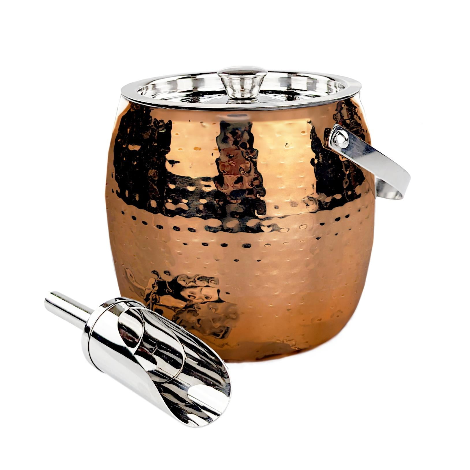 BREKX Iceberg Rose Copper Ice Bucket with Lid & Scoop Insulated ...