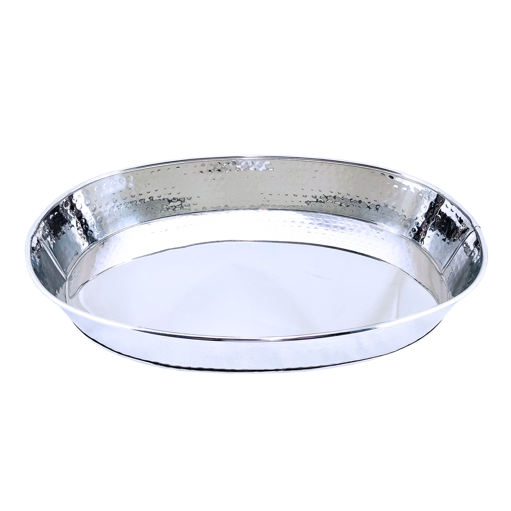 BREKX Kingston Hammered Metal Serving Tray in Stainless Steel - Walmart.com