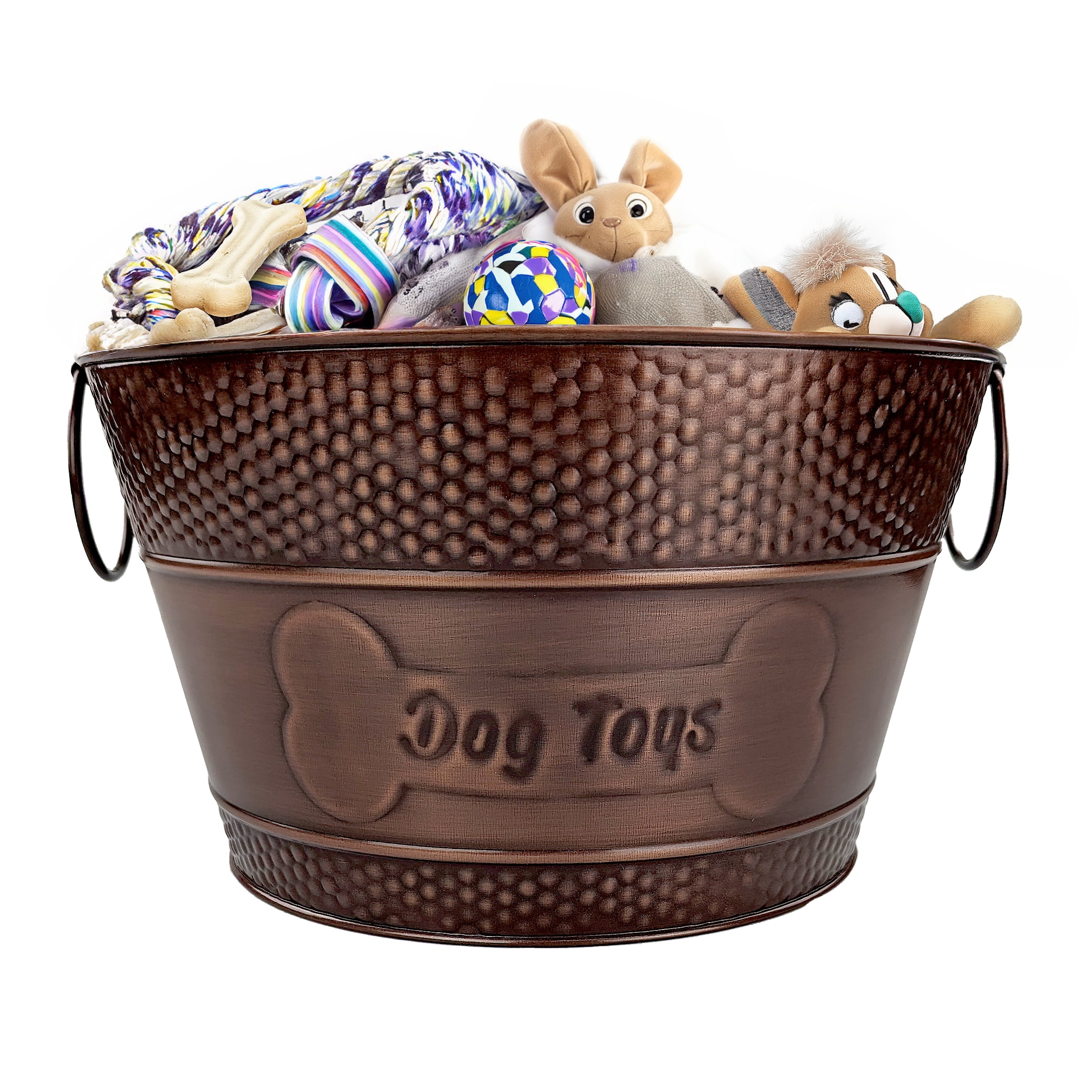BREKX Metal Dog Toy Bin Round - Copper Finish (15QT) - Walmart.com