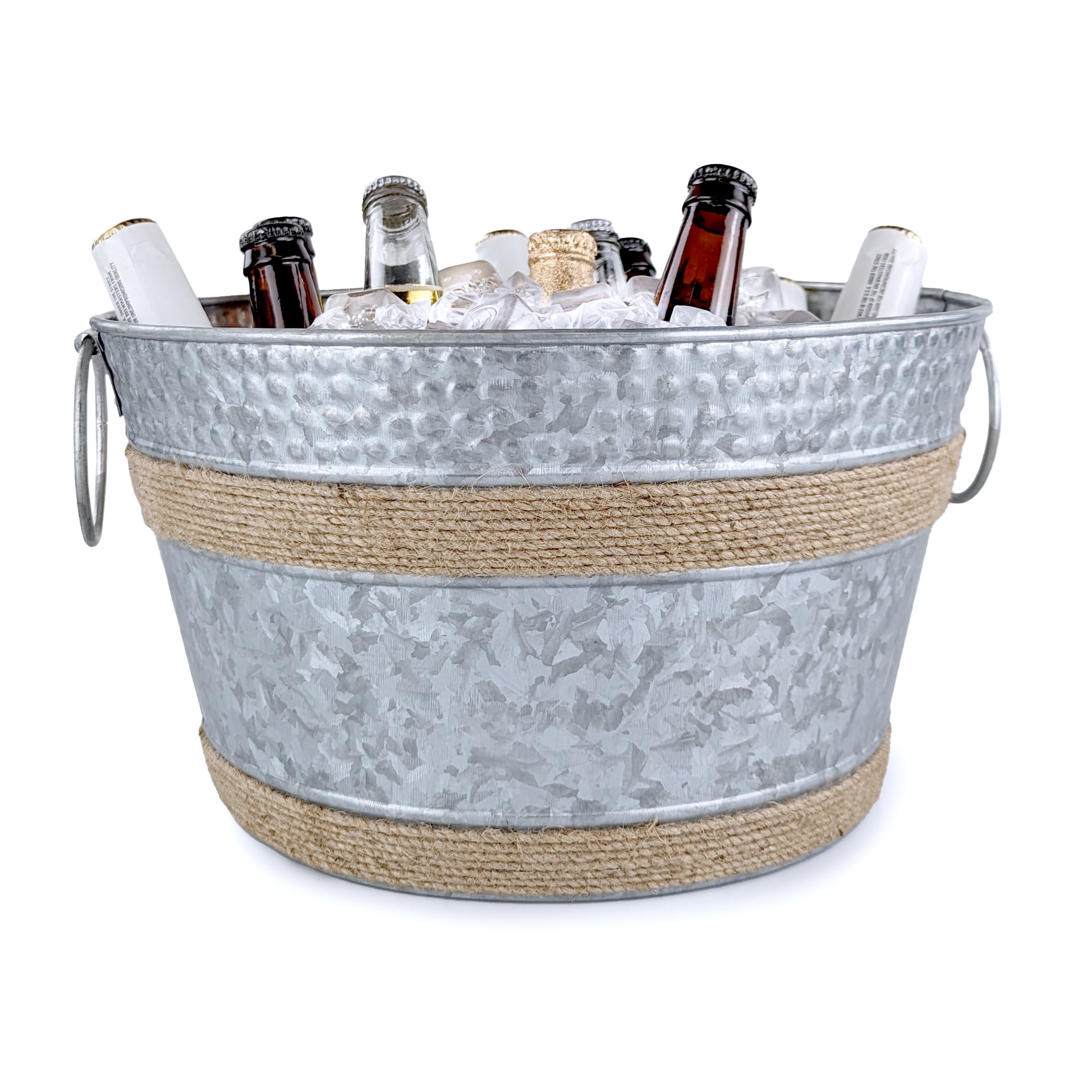 BREKX Old Tavern Metal Wine and Beer Bucket in Galvanized Gray with ...