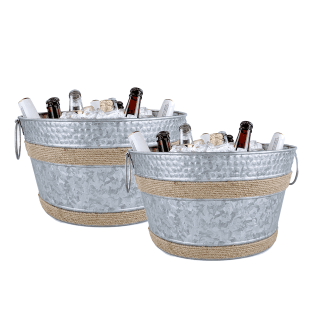 BREKX Old Tavern Wine Bucket in Farmhouse Gray with Twine - Set of 2 ...