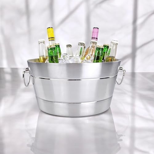 BREKX Stainless Steel Ice Bucket for Parties, Double Wall Insulated ...