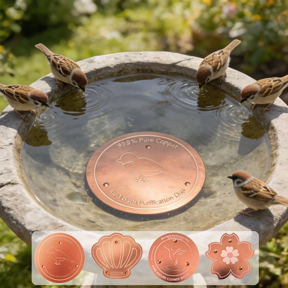 BRELIL 2Pcs Copper Birds Bath Cleaner Disk, 10CM Copper Round Tray for ...