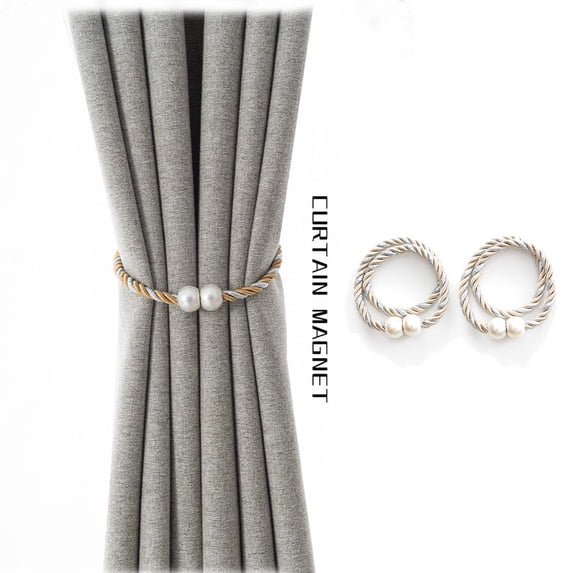 BRELIL Magnetic Curtain Tiebacks, No Drill No Tools Pearl Curtain ...