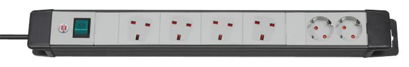 BRENNENSTUHL - Premium Line Technics 6 Way (4x 13A + 2x Euro) Extension ...
