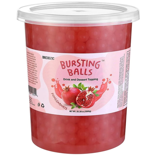 BREXONIC Pomegranate Flavored Bursting Boba Pearls, Tapioca Balls for ...