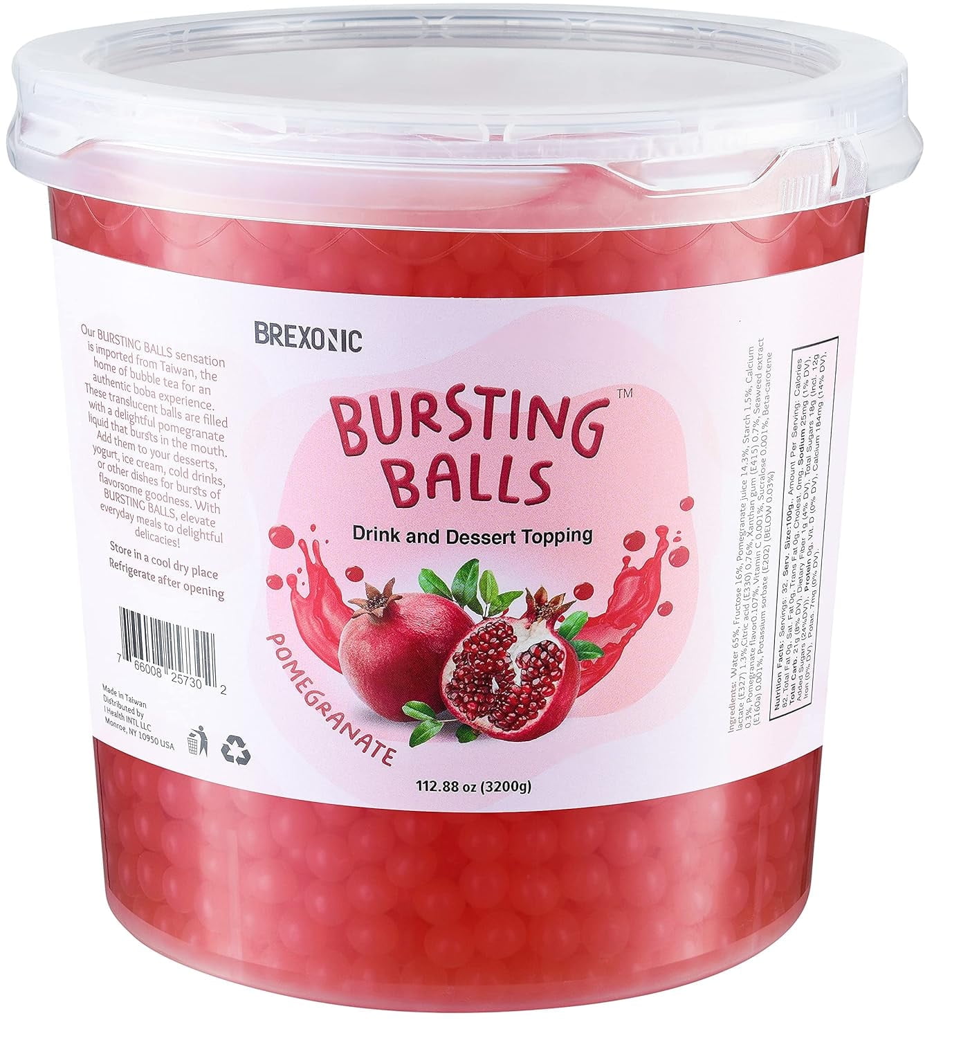 BREXONIC Bursting Boba Pearls Pomegranate Tapioca Pearls for Bubble Tea ...