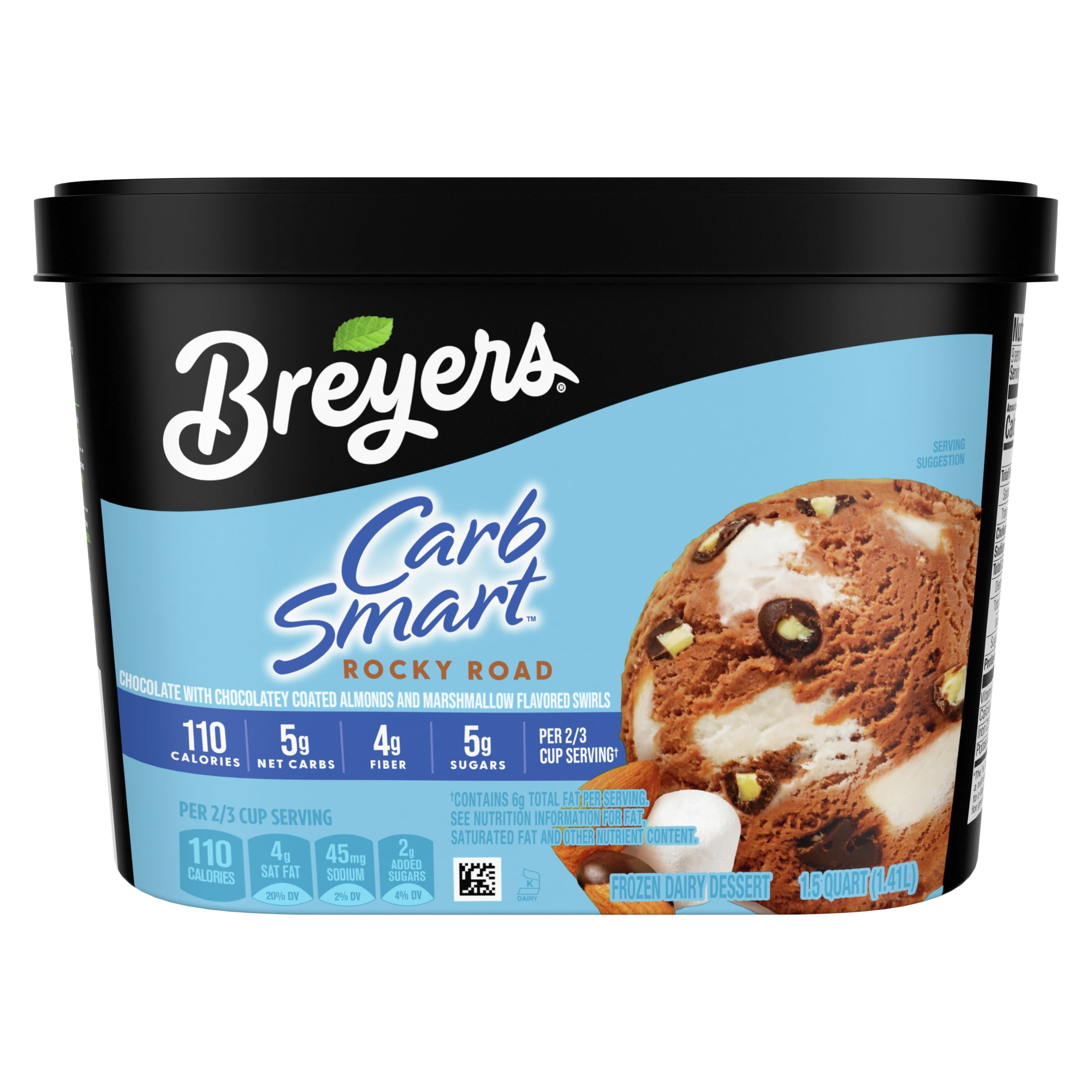 Breyers CarbSmart Rocky Road Chocloate Ice Cream Frozen Desserts, 1.5 Qt - Walmart.com