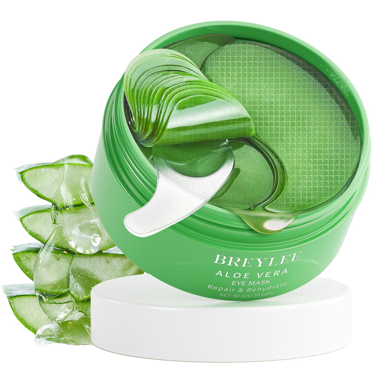 BREYLEE Aloe Vera Eye AKF18 Masks - 60 Pcs - Reduce Puffy Eyes & Dark ...