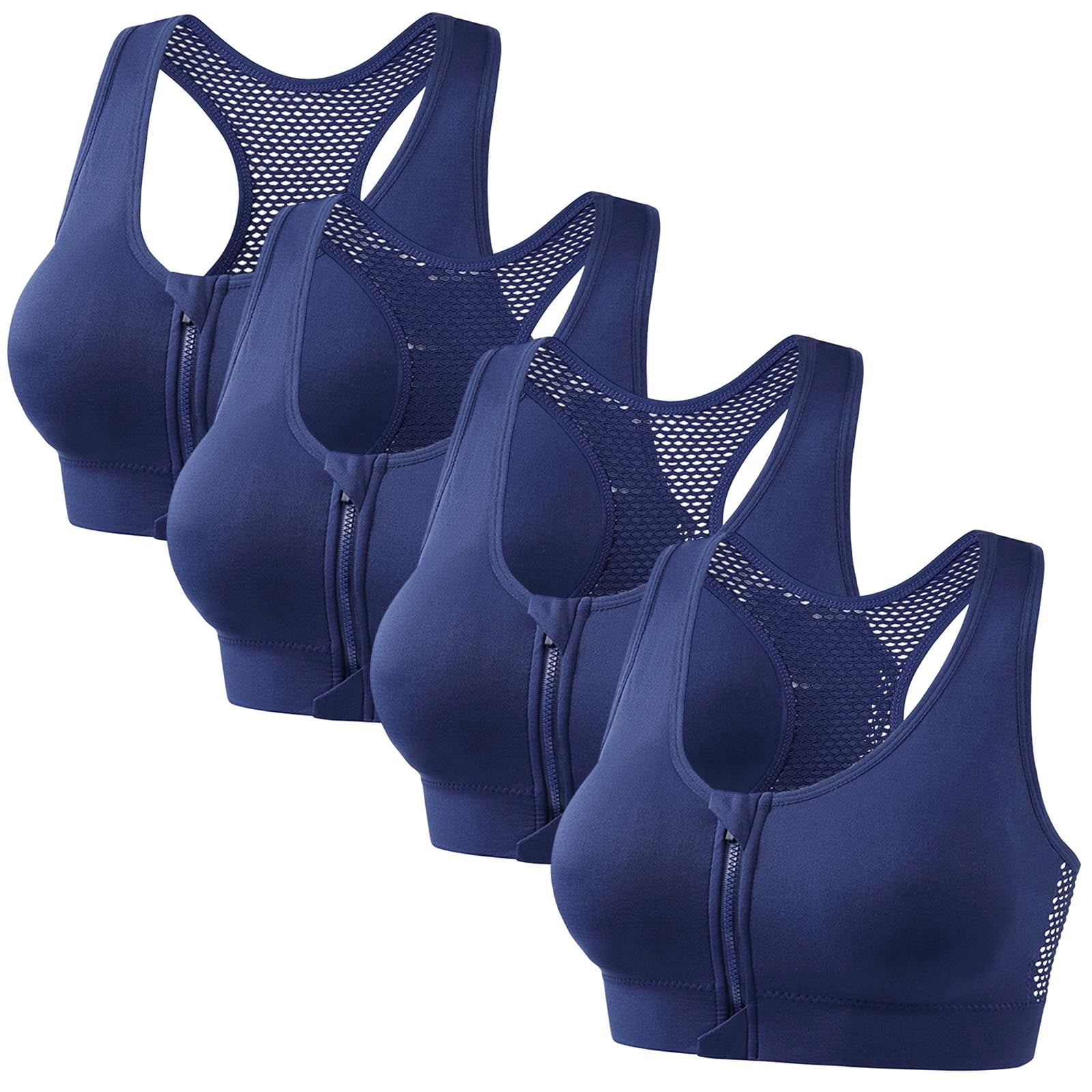 BRGZLK 2 Pack Sports Bras for Women Solid Color Zip Front Wireless ...