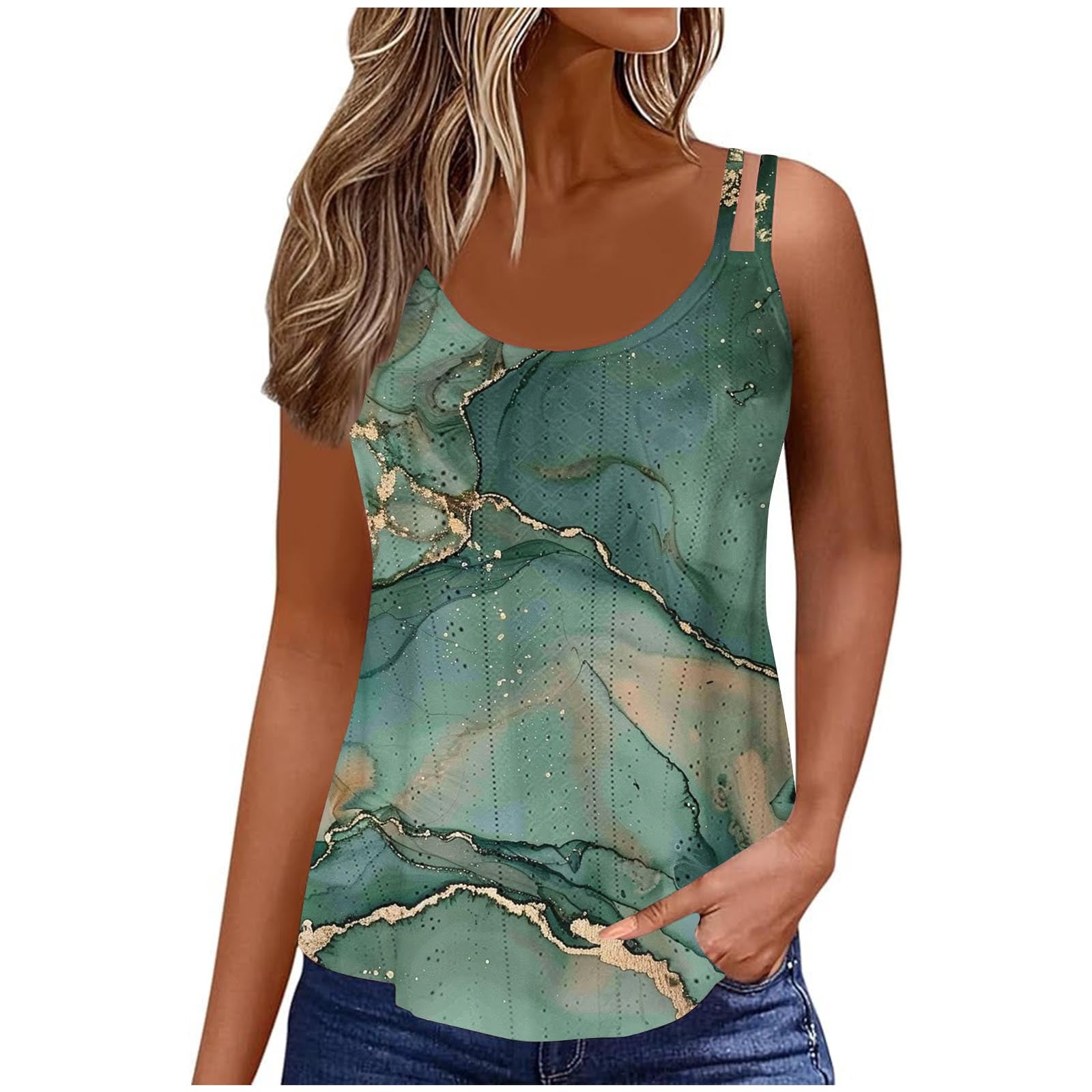 BRGZLK 2024 Women's Tank Tops Summer New Fashion Printed V-Neck Casual ...