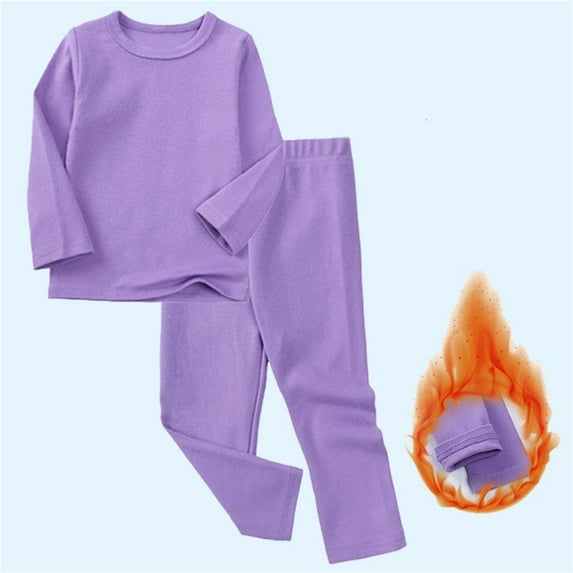BRGZLK 2PC Kids Homewear Girls Cute Solid Color Casual Round Neck Long ...