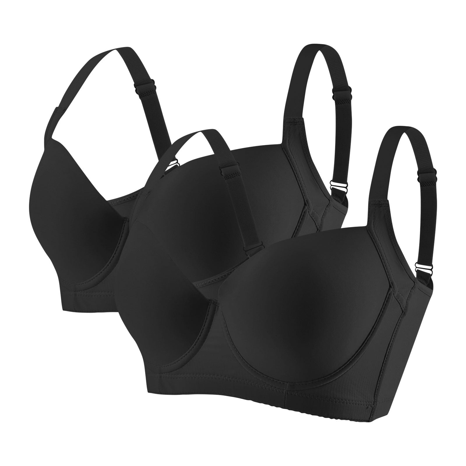 BRGZLK 2Pack Push Up Bras for Women Five-Row Closure Plus Size Seamless ...