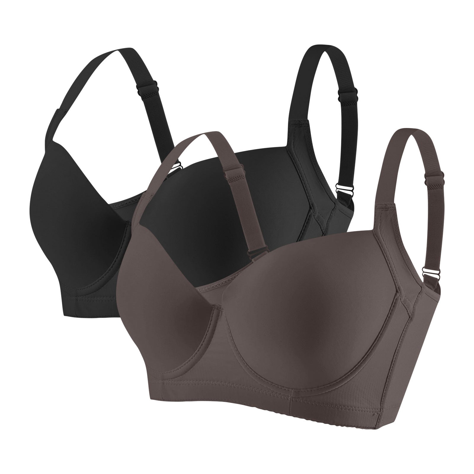BRGZLK 2Pack Push Up Bras for Women Five-Row Closure Plus Size Seamless ...