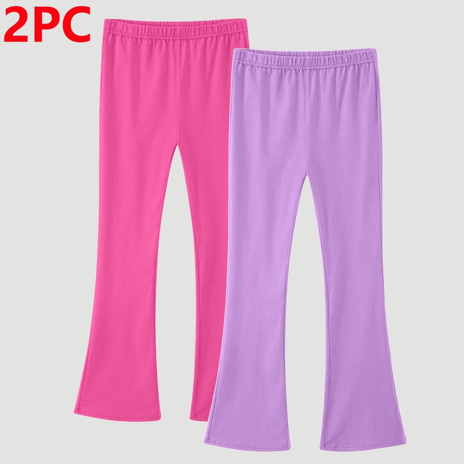 BRGZLK 2pc Children Solid Color Leggings Outer Wearing Lantern Long Pants Stretchy Flare Dress ...