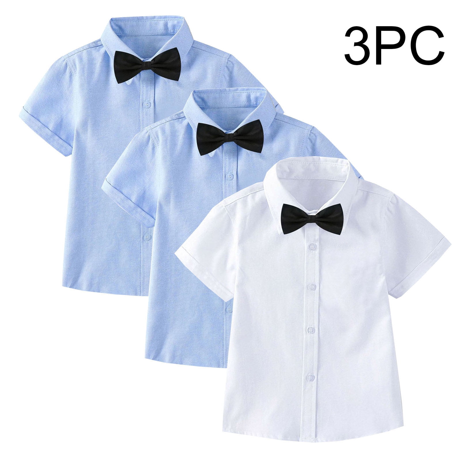 BRGZLK 3 Pack Dress Shirts for Boys Girls Stylish Solid Color Short ...