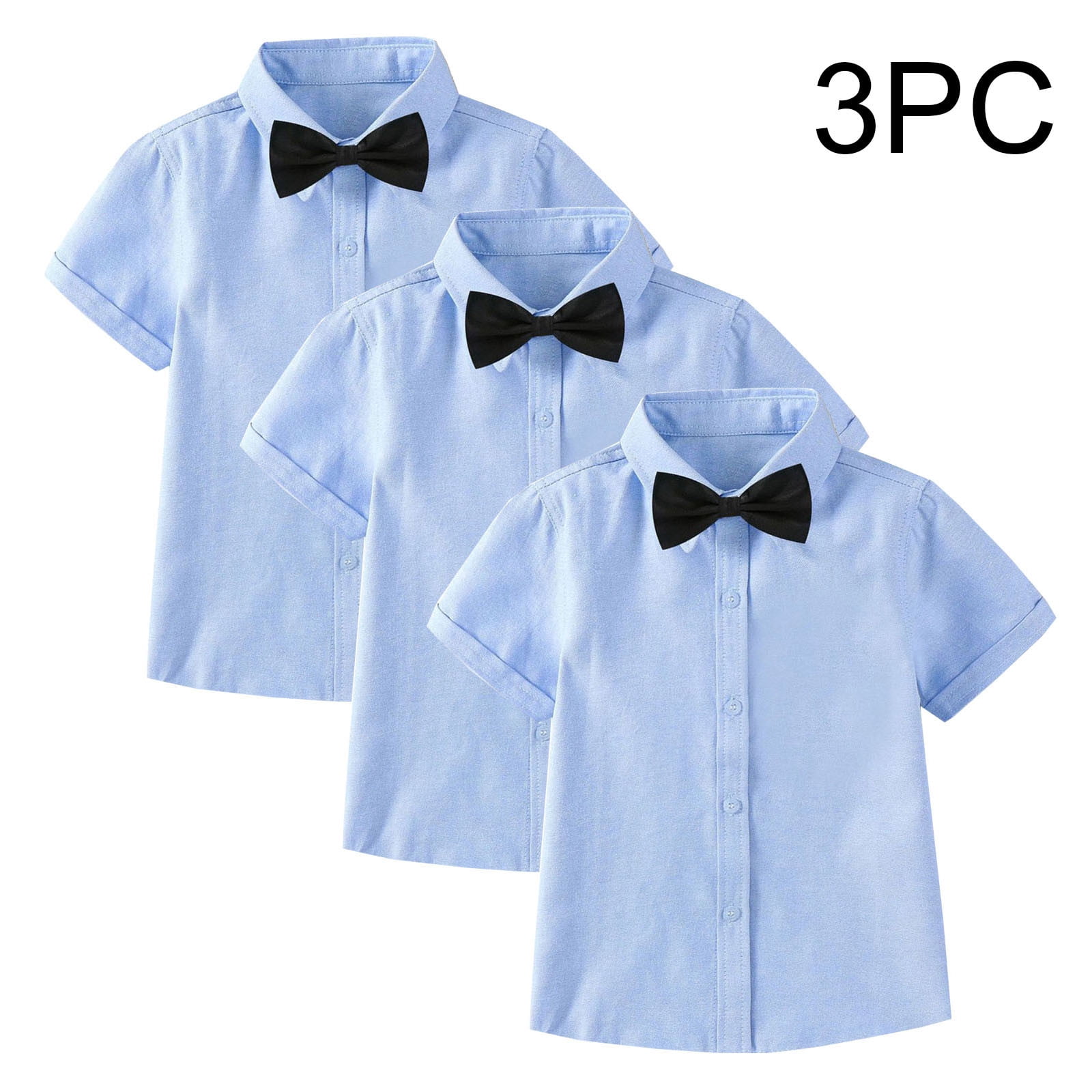 BRGZLK 3 Pack Dress Shirts for Boys Girls Stylish Solid Color Short ...
