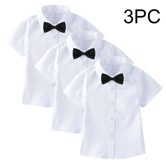 BRGZLK 3 Pack Dress Shirts for Boys Girls Stylish Solid Color Short ...