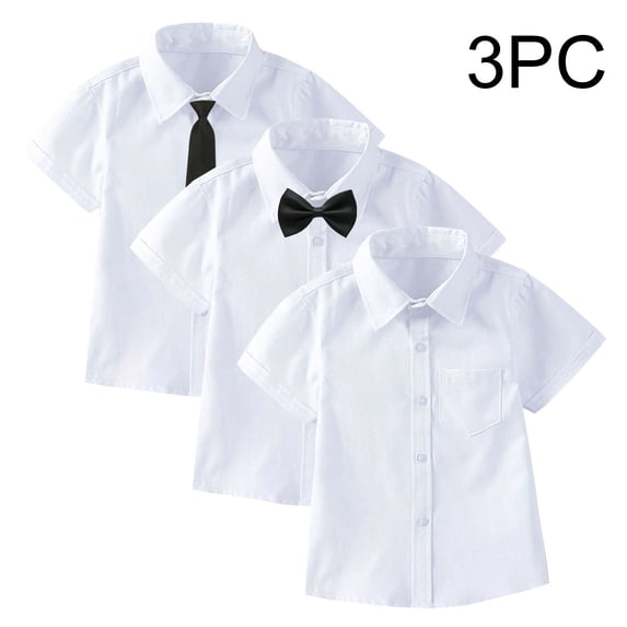 BRGZLK 3 Pack Dress Shirts for Boys Girls Stylish Solid Color Short ...