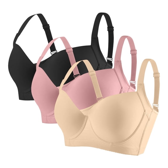 BRGZLK 3 Pack Sports Bras for Women Solid Color High Support Wireless ...