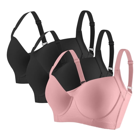 BRGZLK 3 Pack Sports Bras for Women Solid Color High Support Wireless ...