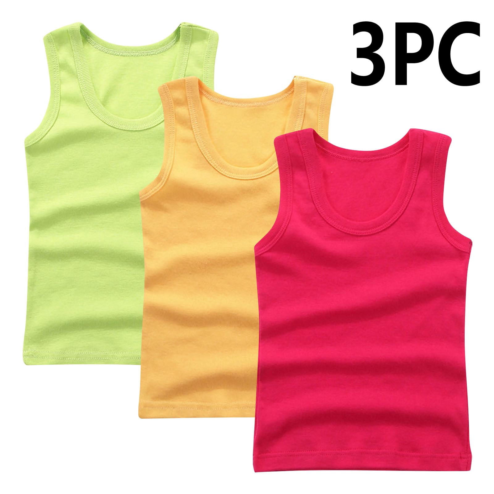BRGZLK 3 Pack Toddler Cotton Undershirt Tank Tops Summer Trendy Solid ...