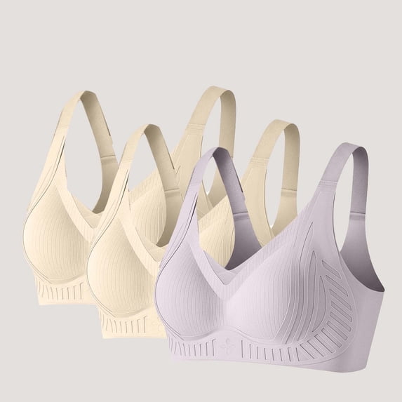 BRGZLK 3Pack Full Coverage Bra for Women Solid Color Wireless ...