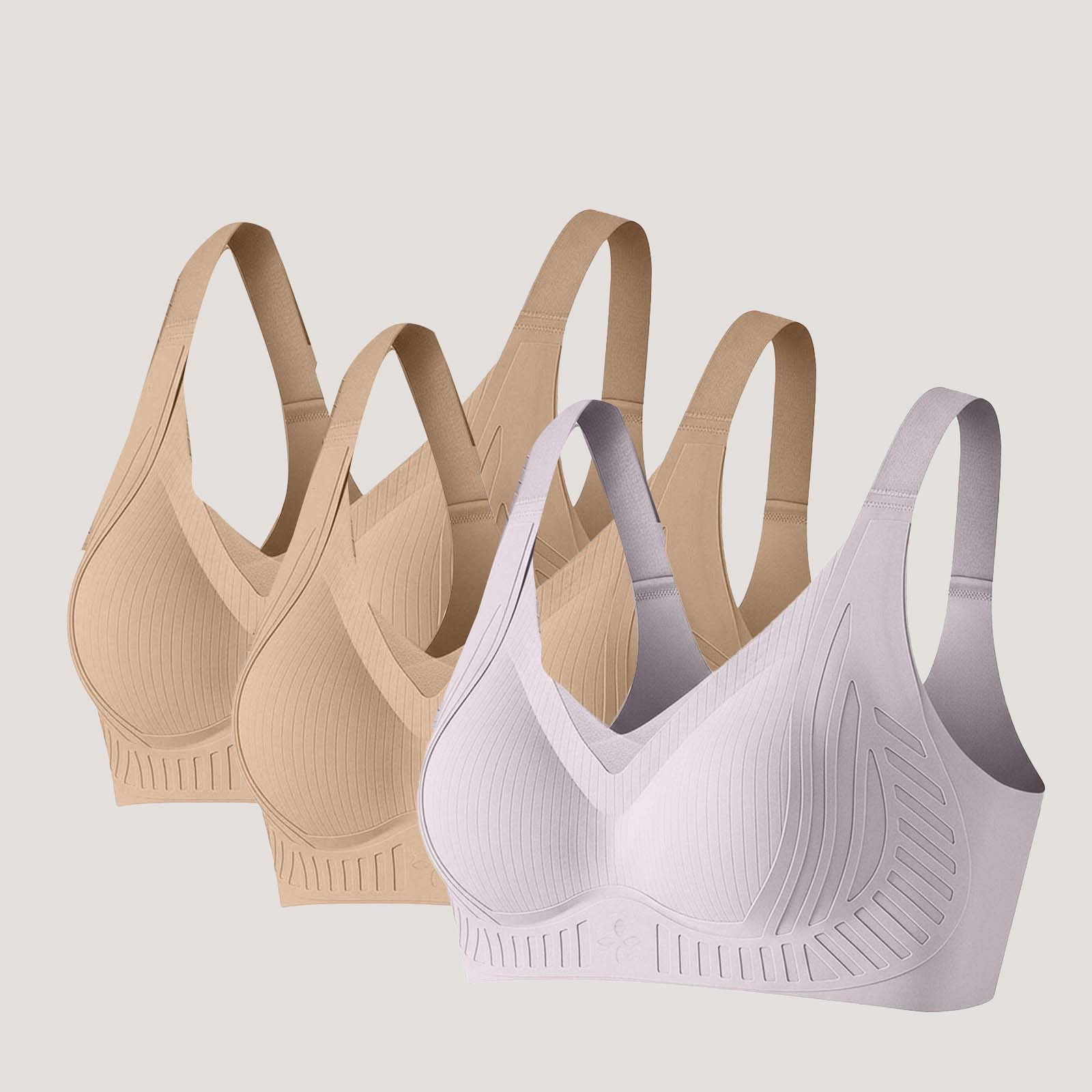 BRGZLK 3Pack Full Coverage Bra for Women Solid Color Wireless ...