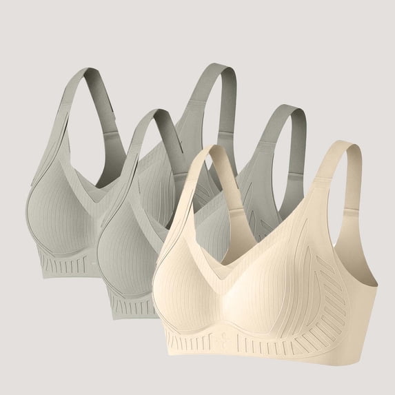 BRGZLK 3Pack Full Coverage Bra for Women Solid Color Wireless ...