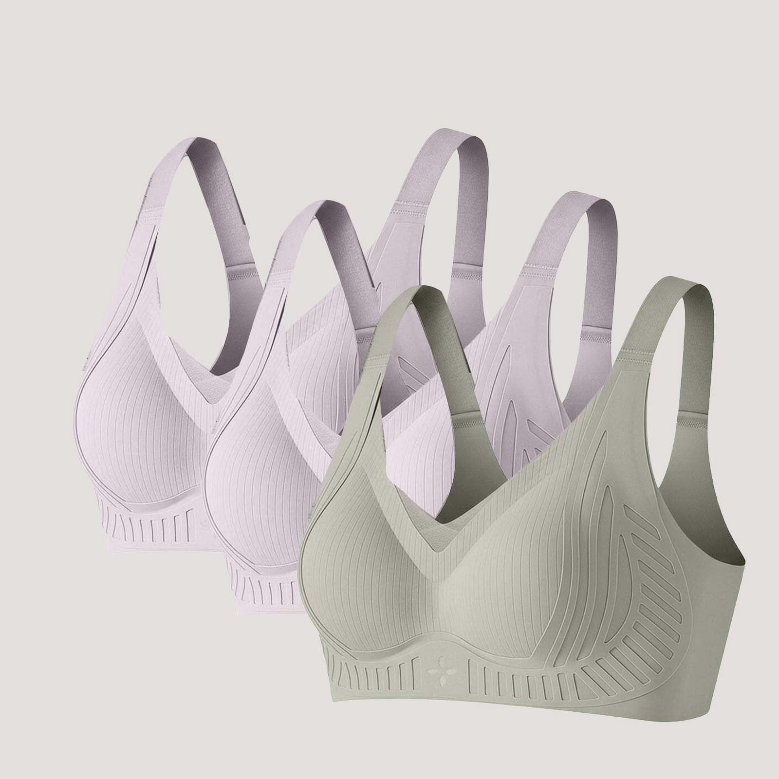 BRGZLK 3Pack Women's Wireless Bras Trendy Novel Solid Color Push Up ...