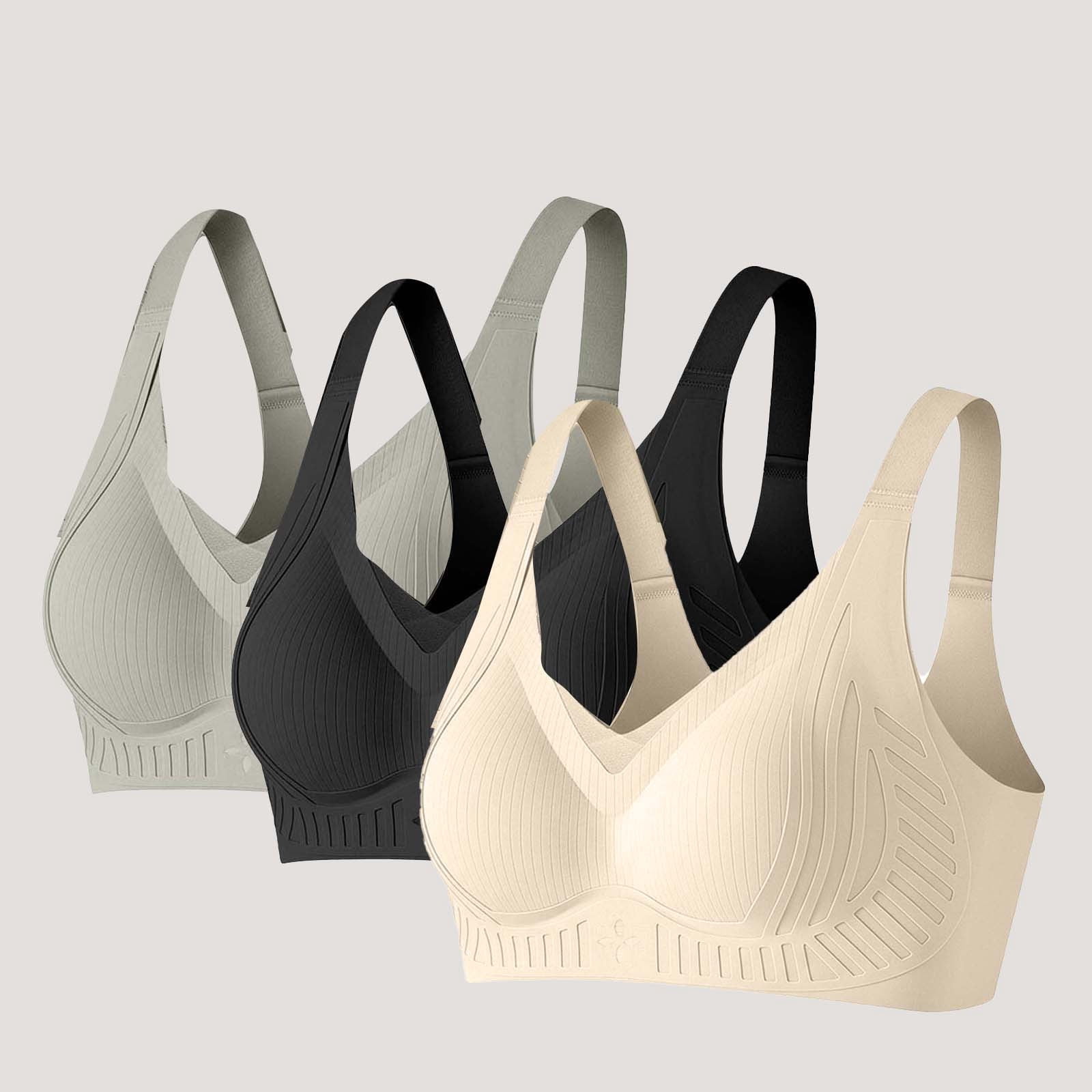 BRGZLK 3Pack Women's Wireless Bras Trendy Novel Solid Color Push Up ...