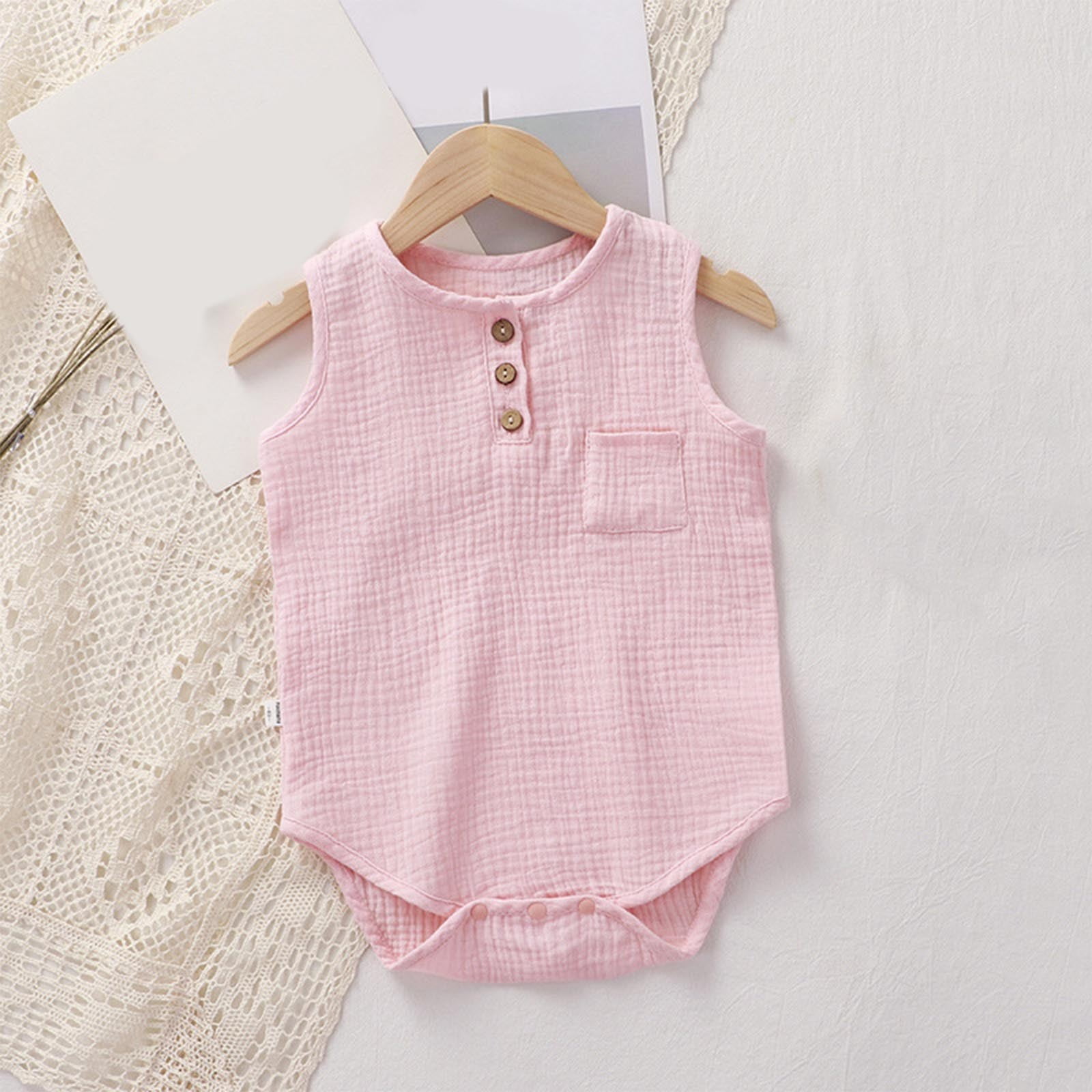 BRGZLK Baby Boy Girl Cotton Romper Summer Solid Color Sleeveless ...
