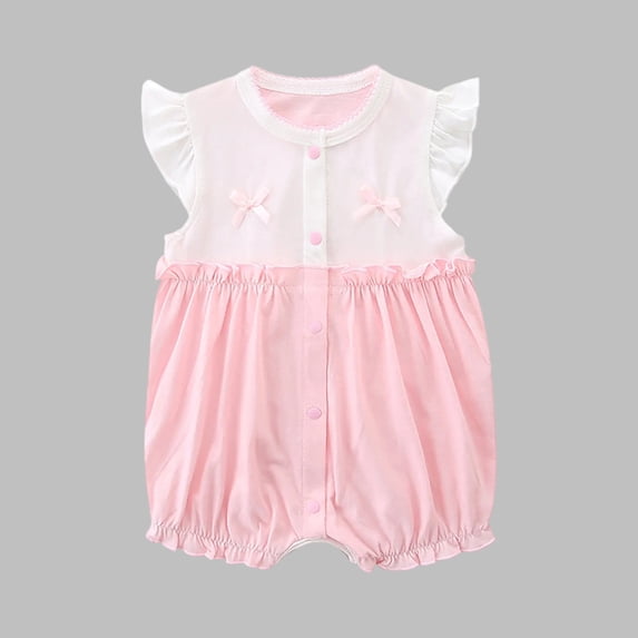 BRGZLK Baby Boys Girls Romper Cute Solid Color Puff Short Sleeve Short ...