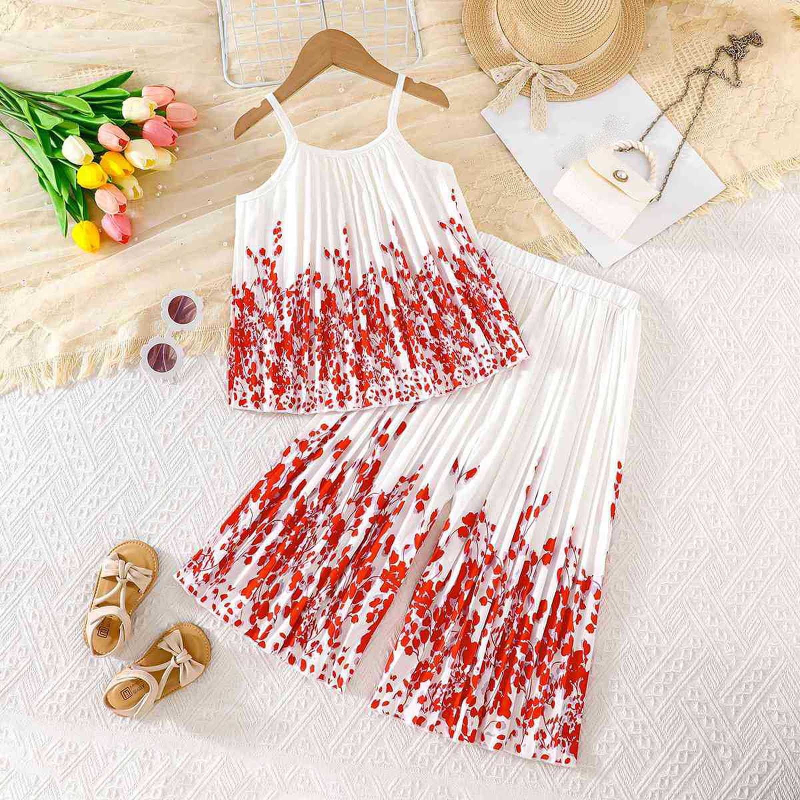 BRGZLK Baby Outfits Suit Cute Summer Clothing Set, Children's Pleated ...