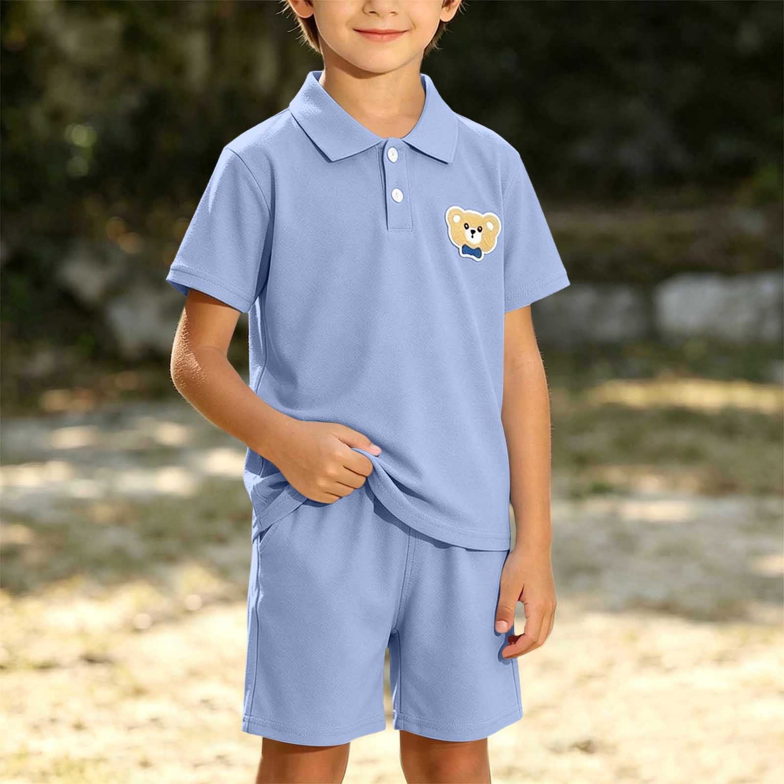 BRGZLK Back to School Sets Boys Summer Preppy Style Casual Collared ...