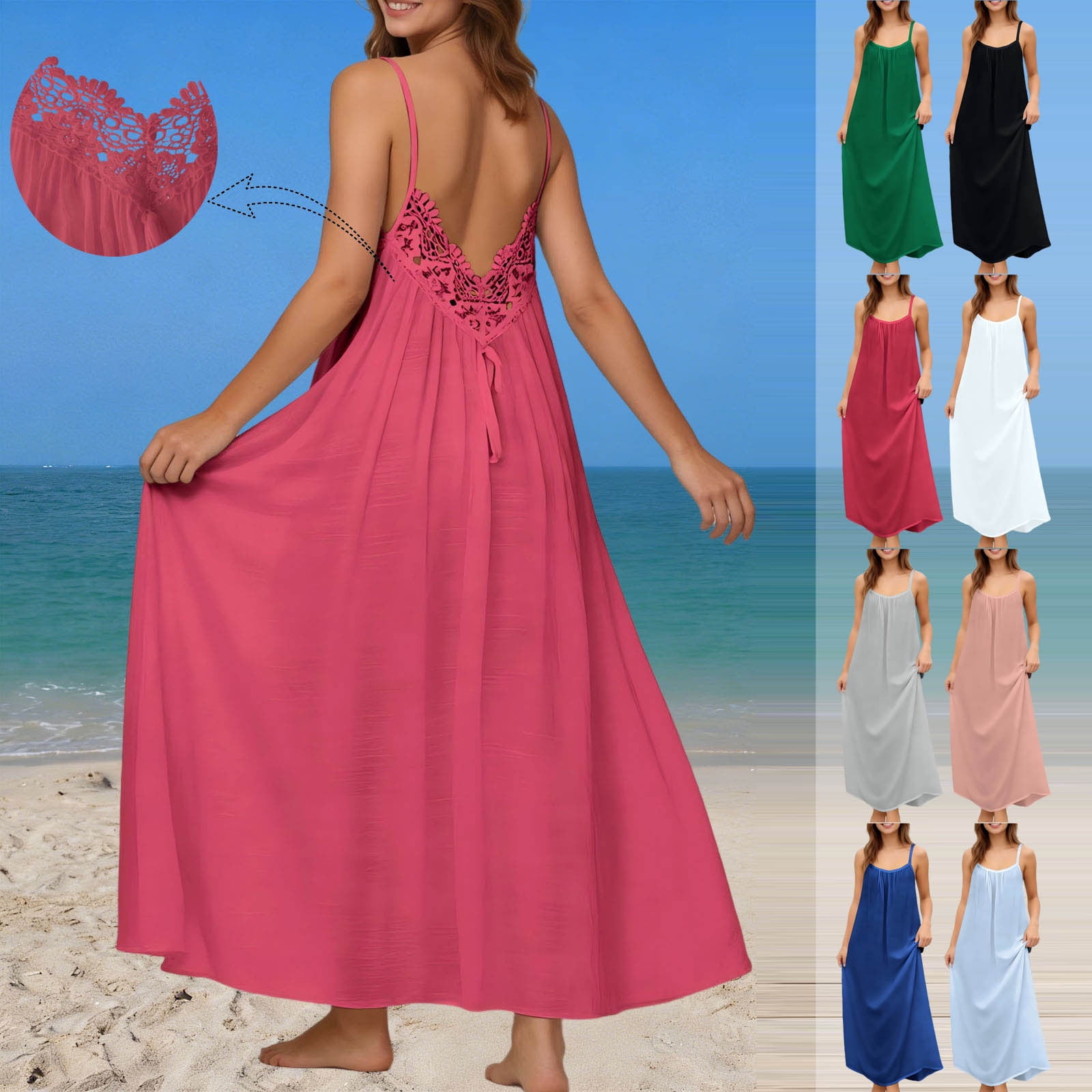 BRGZLK Backless Dresses For Women Imitation Cotton and Linen Solid ...