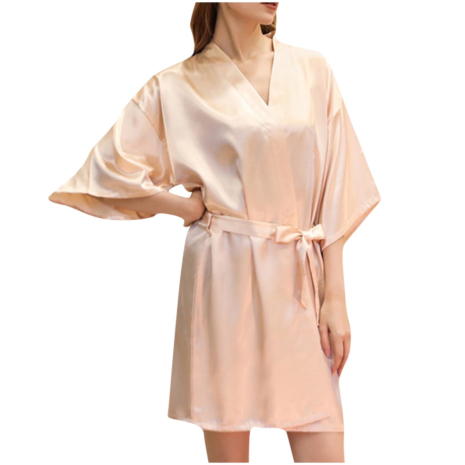 BRGZLK Bathrobe For Women Satin Short Satin Kimono Bride Bridesmaid ...