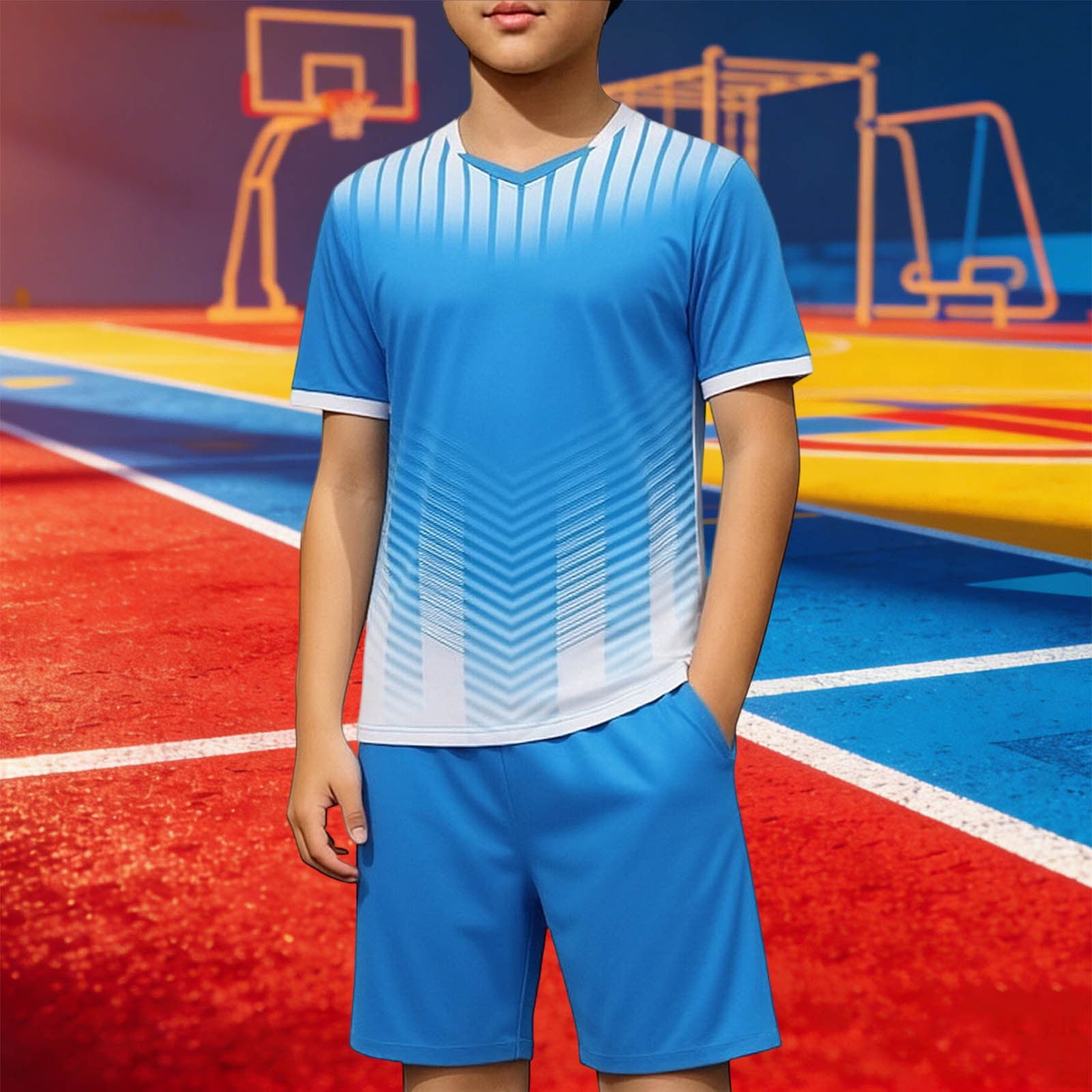 BRGZLK Boy's 2 Piece Outfits Football T-Shirt and Elastic Waist Shorts ...