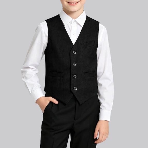 BRGZLK Boys Formal Suit Vest Solid Color Single Breasted Lightweight ...