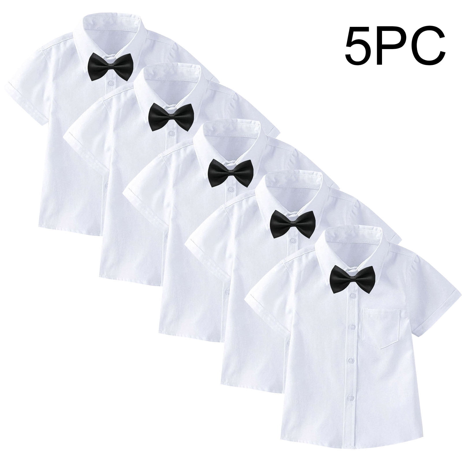 BRGZLK Boys Girls Dress Shirts 5 Pack Summer Trendy Solid Color Turn ...