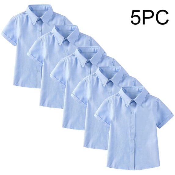 BRGZLK Boys Girls Dress Shirts 5 Pack Summer Trendy Solid Color Turn ...