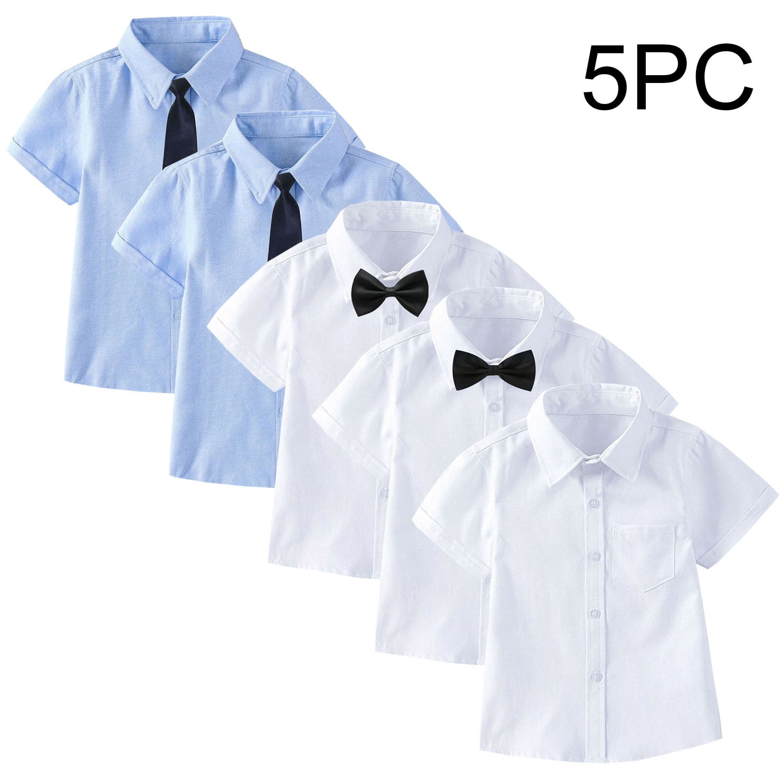 BRGZLK Boys Girls Dress Shirts 5 Pack Summer Trendy Solid Color Turn ...