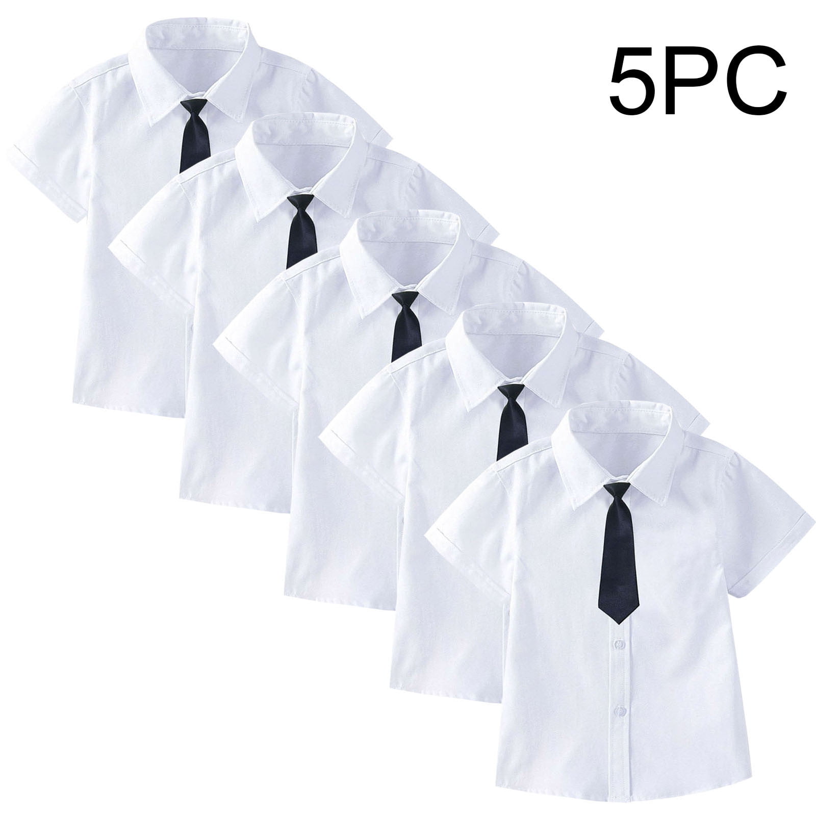 BRGZLK Boys Girls Dress Shirts 5 Pack Summer Trendy Solid Color Turn ...